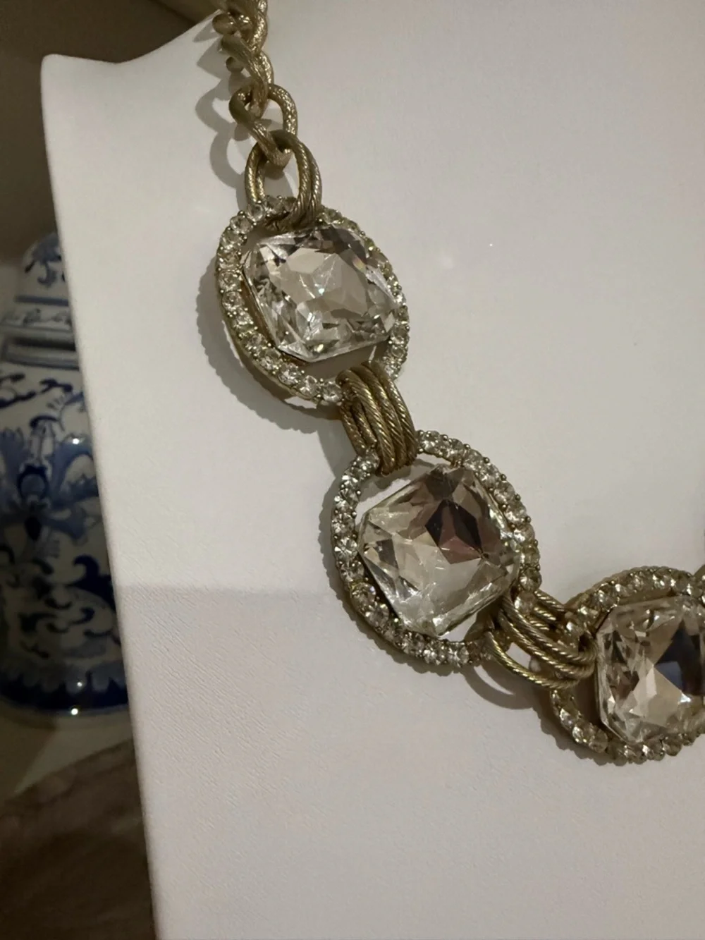Jewelry | Chunky Gold Tone And Clear Stone Statement Necklace | Poshmark